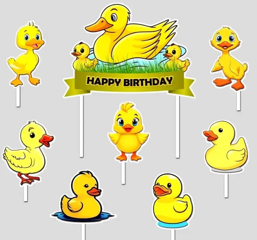 Jual Hiasan Kue Ulang Tahun Cake Topper Satu Set Tema Bebek Duck Di ...