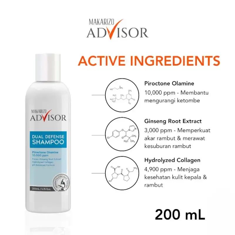 Promo Makarizo Advisor Clinical Shampoo Dual Defense 200ml Ketombe ...