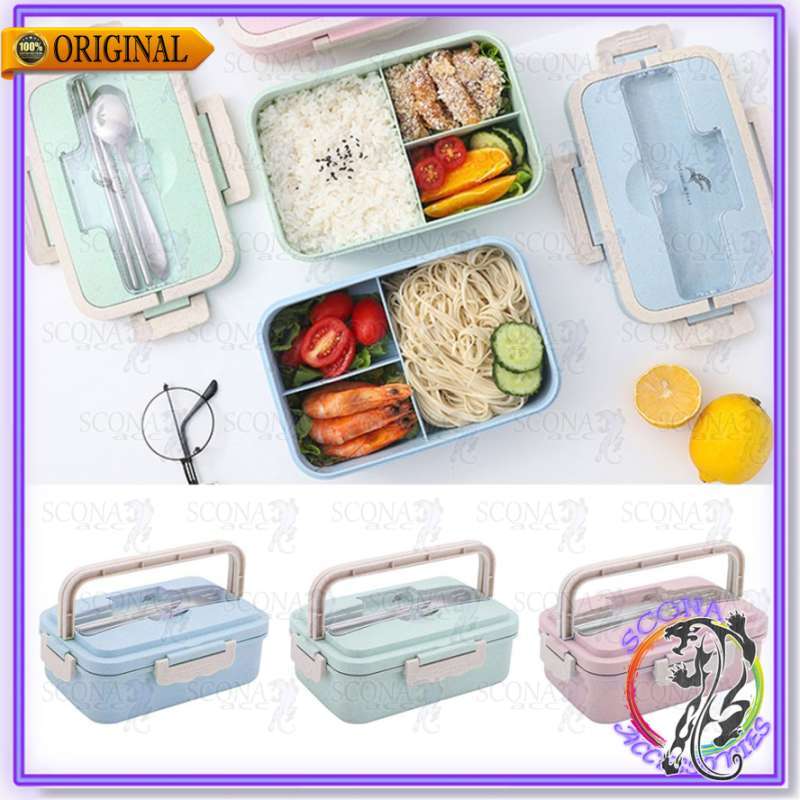 Jual Kotak Makan Jerami Lunch Box Gandum Wheat Tempat Bento Alat Sendok Set - Hijau Di Seller ...