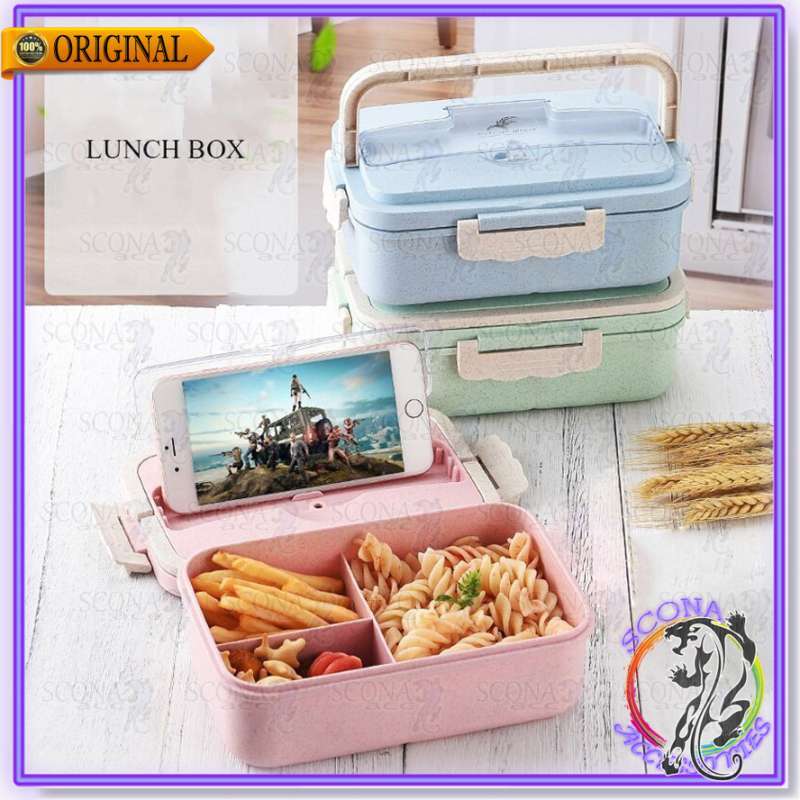 Jual Kotak Makan Jerami Lunch Box Gandum Wheat Tempat Bento Alat Sendok Set - Hijau Di Seller ...
