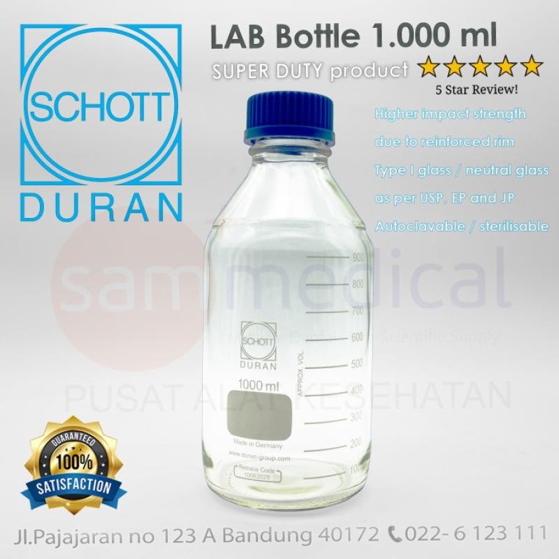 Promo Schott Duran Botol Lab / Lab Bottle + Screw Cap Biru - 1 Liter Diskon 7% di Seller Fleurr ...