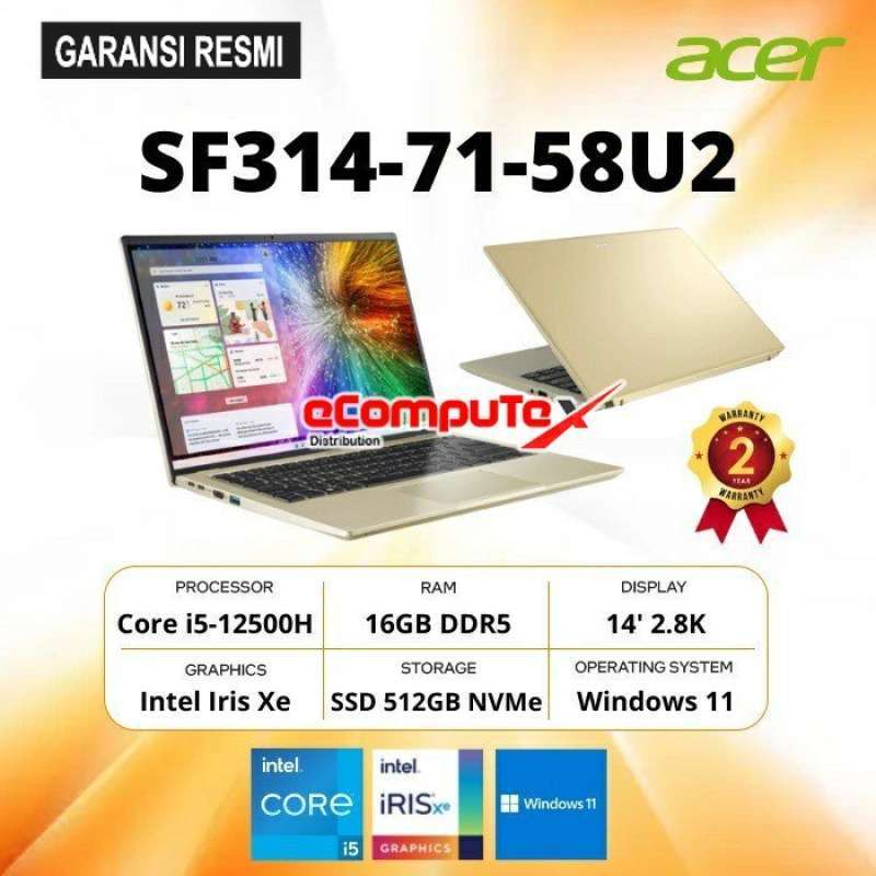 Jual Laptop Acer Swift 3 Oled Sf314 71 58u2 Core I5 12500h Ram 16gb