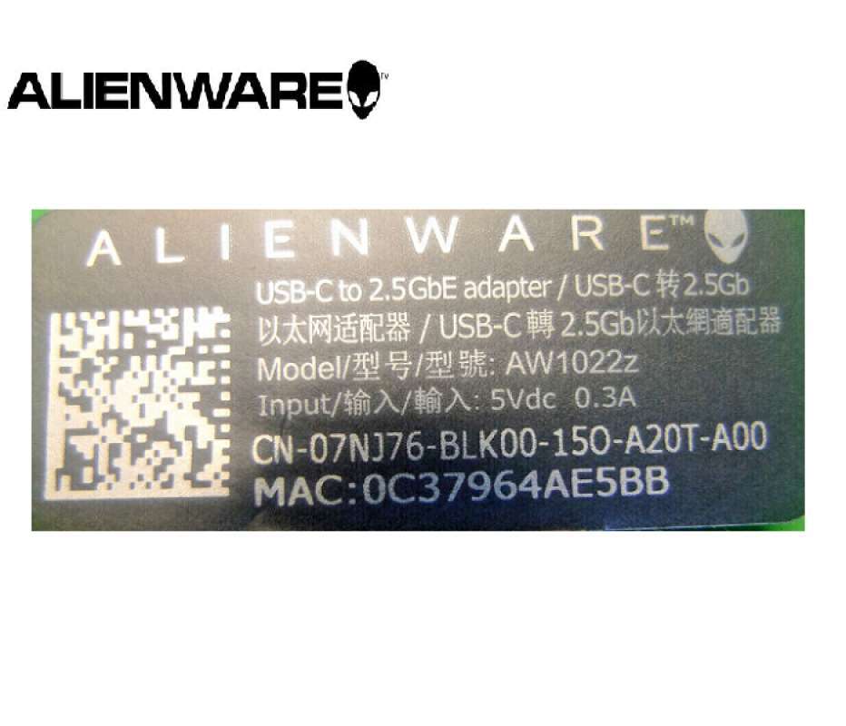 Jual New Genuine Alienware Usb C To 2.5 Gbe Ethernet Adapter Original ...