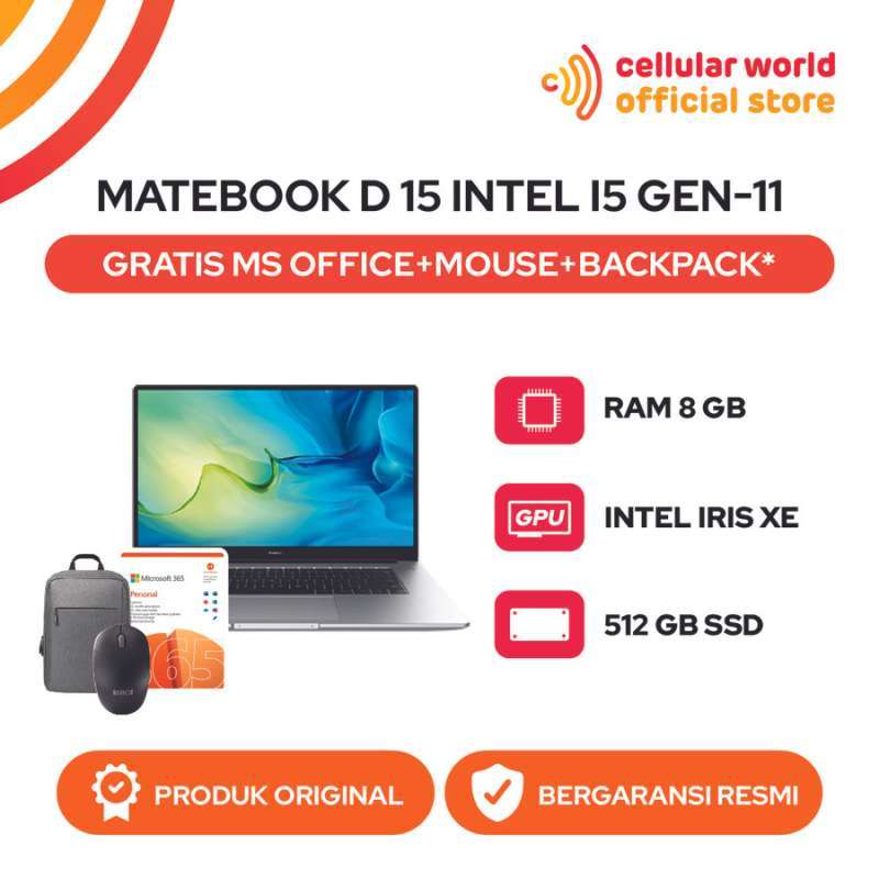 Jual Notebook HUAWEI MateBook D 15 2022 i5 (11th Gen)8/512GB -Silver ...