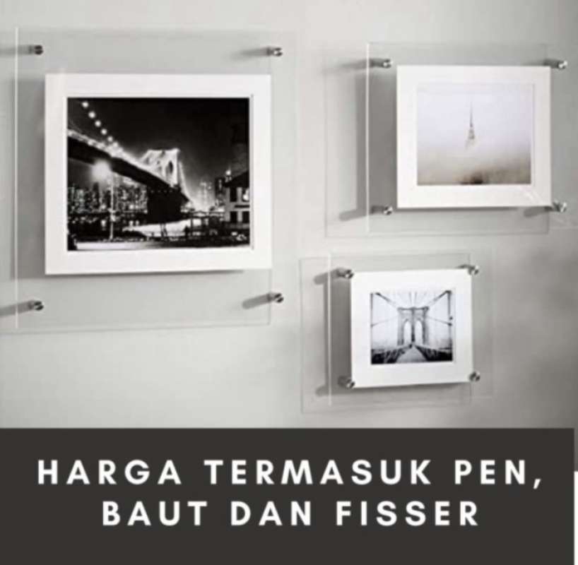 Promo acrylic/akrilik 3mm wall display poster + 4 buat poster ukuran a4 ...
