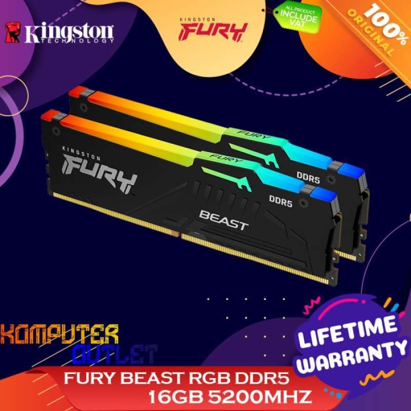 Promo KINGSTON FURY BEAST RGB DDR5 16GB KIT (2x8GB) 5200MHZ RAM LONGDIMM Diskon 23% di Seller ...
