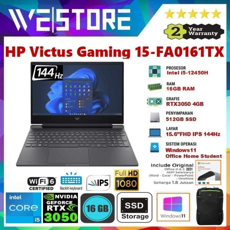 Promo HP Victus Gaming 15-FA0161TX - i5-12450H 16GB 512GB SSD RTX3050 ...