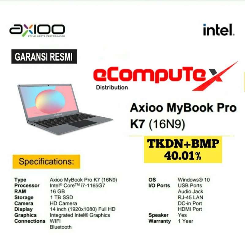 Jual Laptop Axioo Mybook Pro K7 Ohs (16n9) I7-1165g7 16gb 1tb 14 Ssd Win10 Pro Tkdn Resmi Di ...