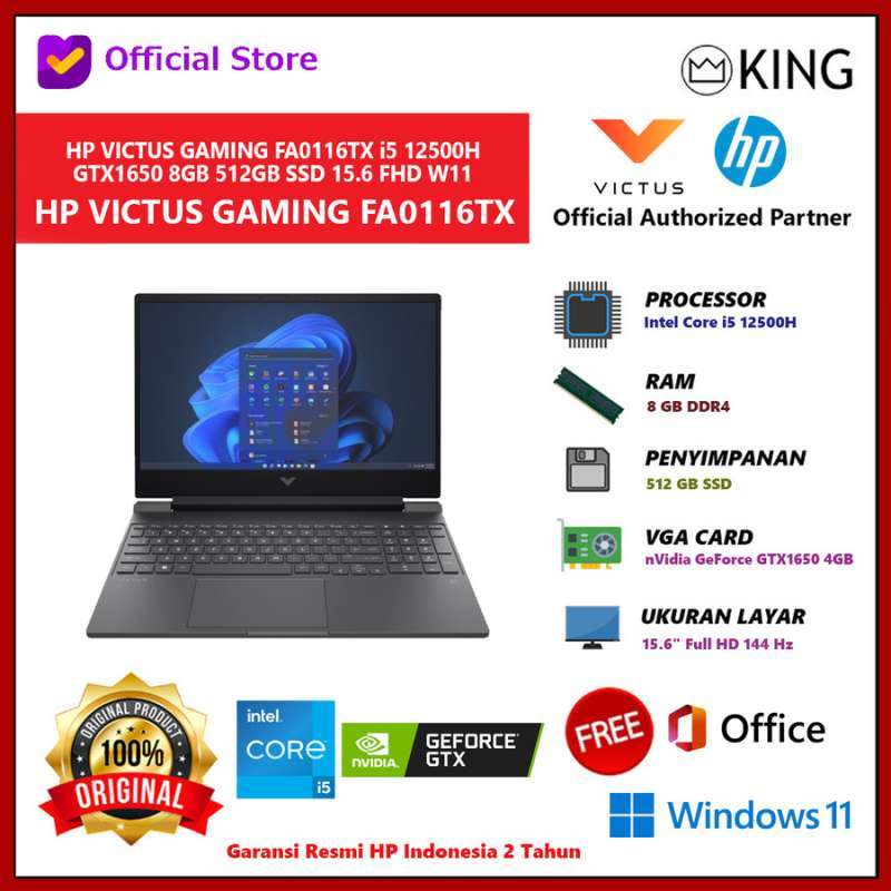 Jual [web] Hp Victus Gaming Fa0116tx I5 12500h Gtx1650 8gb 512gb Ssd 15.6 Fhd W11 Di Seller King ...