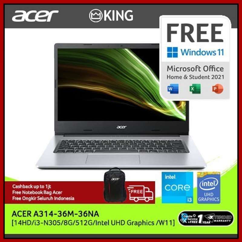 Promo [web] Acer Aspire 3 A314 36m I3 N305 8gb 512gb Ssd W11 Ohs 14 Hd ...