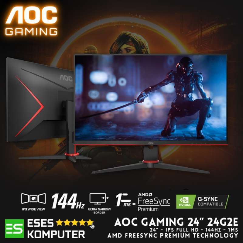 Jual Monitor AOC 24G2E 24 IPS FHD 144Hz 1ms Gaming AMD FreeSync Premium ...
