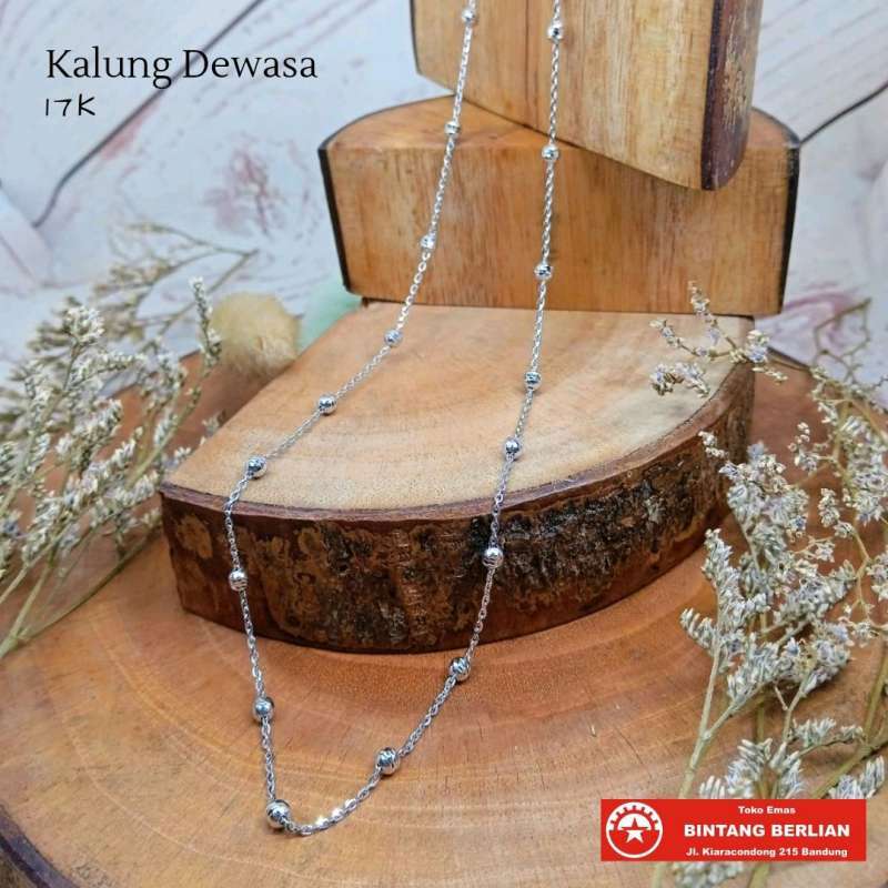 Jual Kalung Rantai Emas Putih 17k Variasi Bola Asli Kadar 750 Mas Tua ...