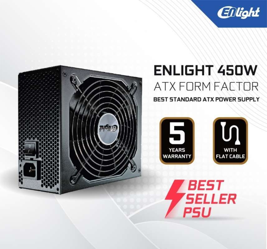 Jual Power Supply Enlight 450watt Black Silver 80+ Bronze - Psu 450w Di ...