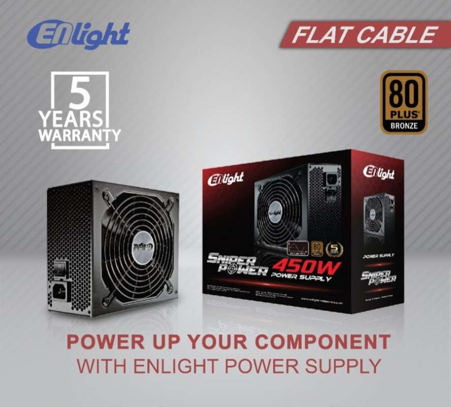 Jual Power Supply Enlight 450watt Black Silver 80+ Bronze - Psu 450w Di ...