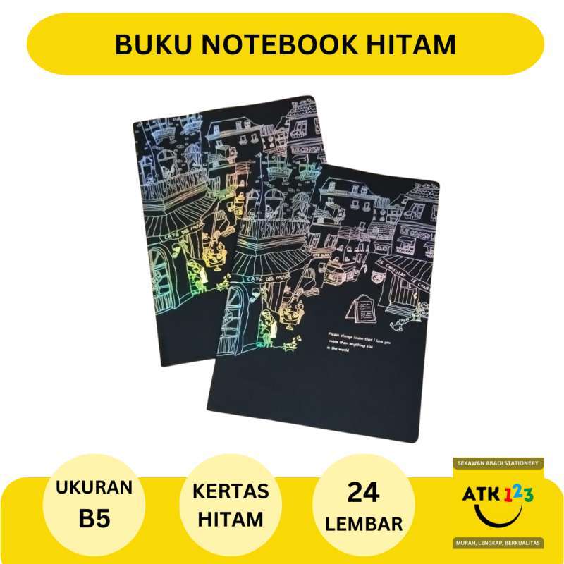 Jual Buku Notebook Polos Warna Hitam / Kertas Hitam B5 / Plain Book ...