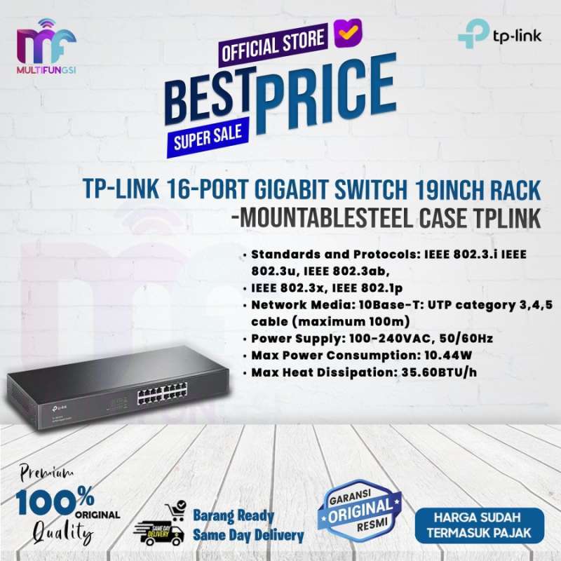 Jual TP-LINK TL-SG1016 16-Port Gigabit Rackmount Switch 19 16Port ...
