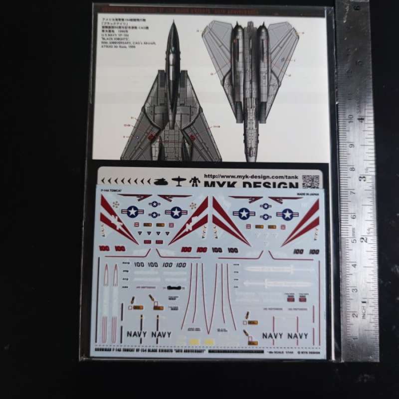 Promo 1/144 Water Decal Grumman F-14A Tomcat VF-154 Black Knights ...