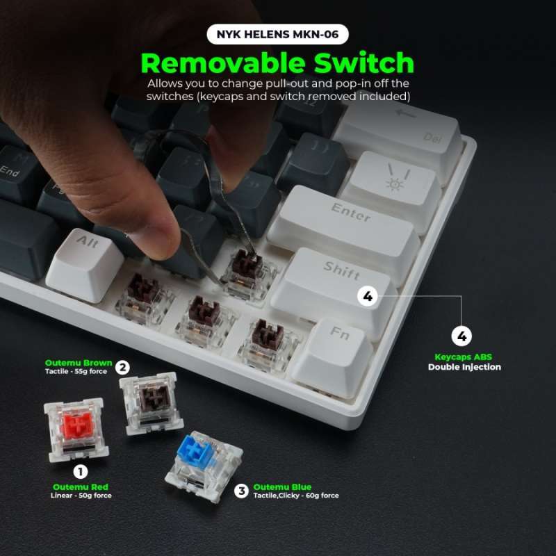 Jual NYK Nemesis Helens MKN06 /MKN 06 Keyboard Mechanical 63 Keys ...