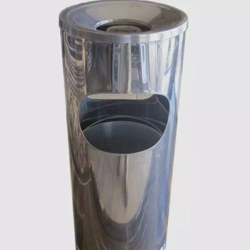 Promo Tempat Sampah Dust Bin Standing Stainless Asbak Mall Kantor Tutup ...