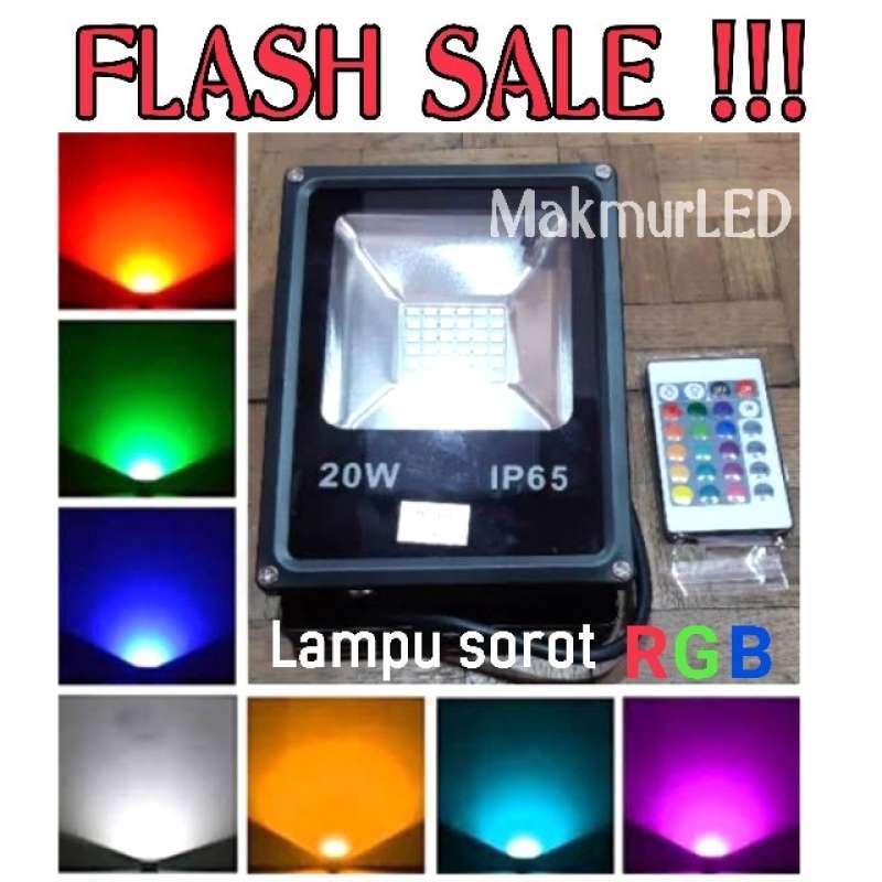 Promo lampu sorot rgb 20 watt / Led flood light 20w warna warni Diskon ...