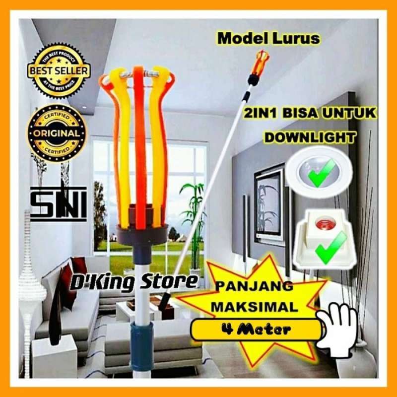 Promo Tongkat lampu 4 METER /Stick lampu/Tongkat ganti lampu Model ...