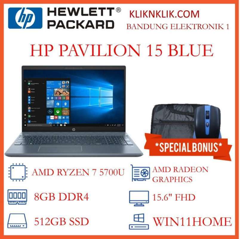 Jual Laptop Gaming Promo Hp Pavilion 15 Amd Ryzen 7 5700u 8gb 512gb Blue - Anti Gores Di Seller ...