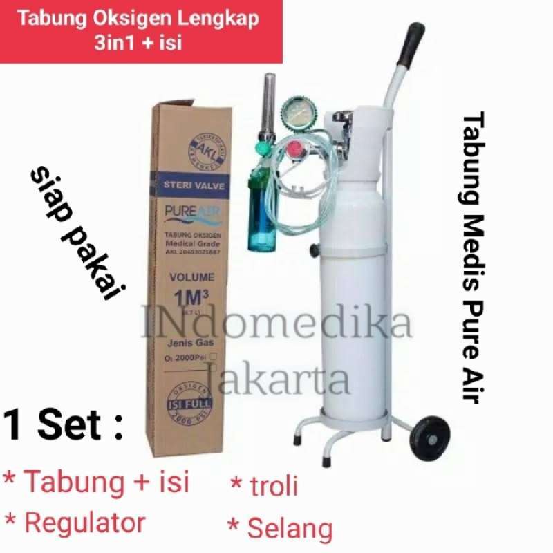Promo tabung Oksigen 1m3 Lengkap / Tabung Medis / Tabung set oksigen 3in1 Diskon 17% di Seller ...