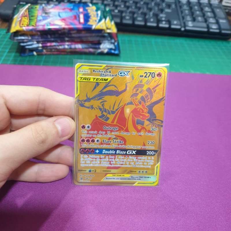 Jual Kartu Pokemon English - Reshiram Charizard Gx Gold Promo Di Seller ...