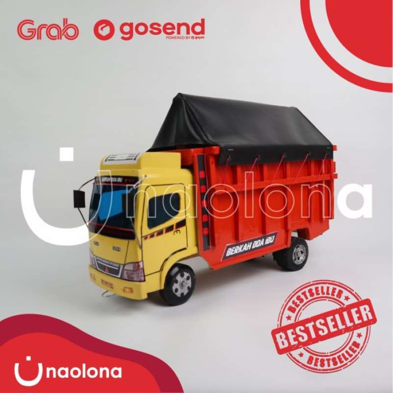 Promo Mainan Kayu Mobilan Anak Truk Jadul Miniatur Truck+Terpal Kuning ...