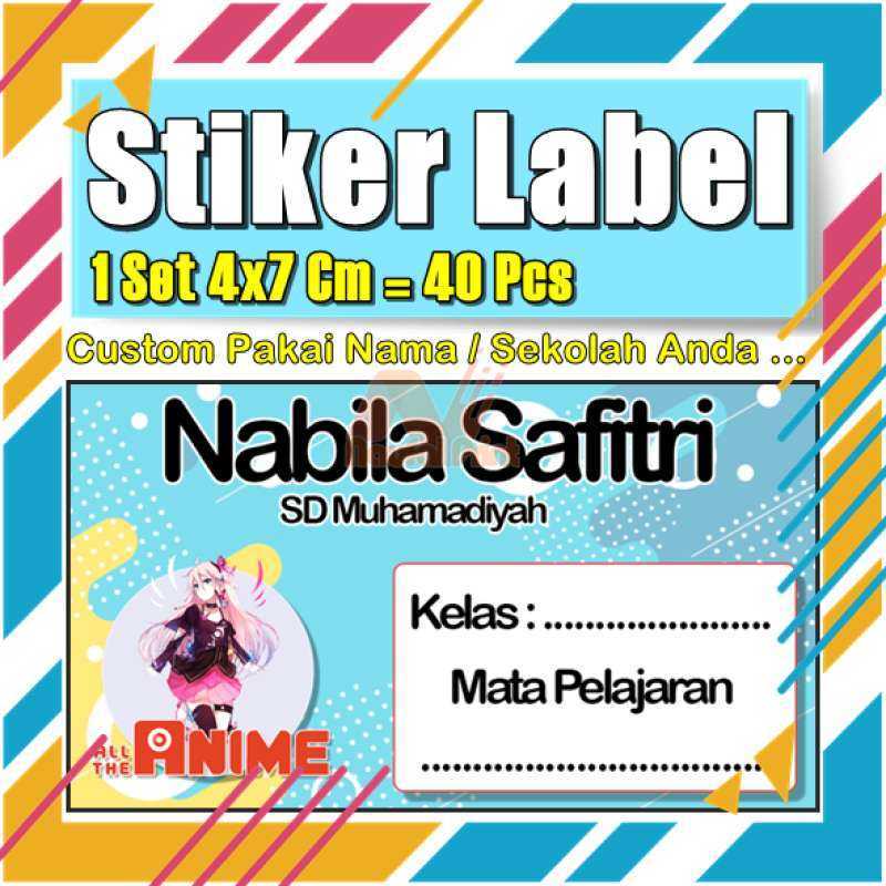 Jual Stiker Label Gadis Anime Model I Buku Pelajaran Anak Vol-94 - Uk ...