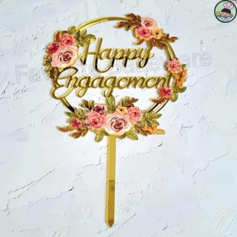 Jual Topper Cake Happy Engagement Hiasan Kue Selamat Tunangan Acrylic ...