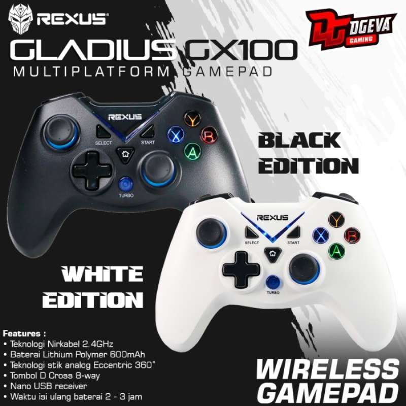 Jual Rexus Gladius GX100 Pro Gaming Wireless Gamepad / Joystick / Stick ...