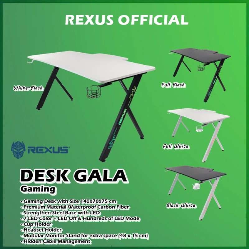 Jual Rexus Gala RXD-140 RGB LED Gaming Desk RXD140 Meja Gaming di ...