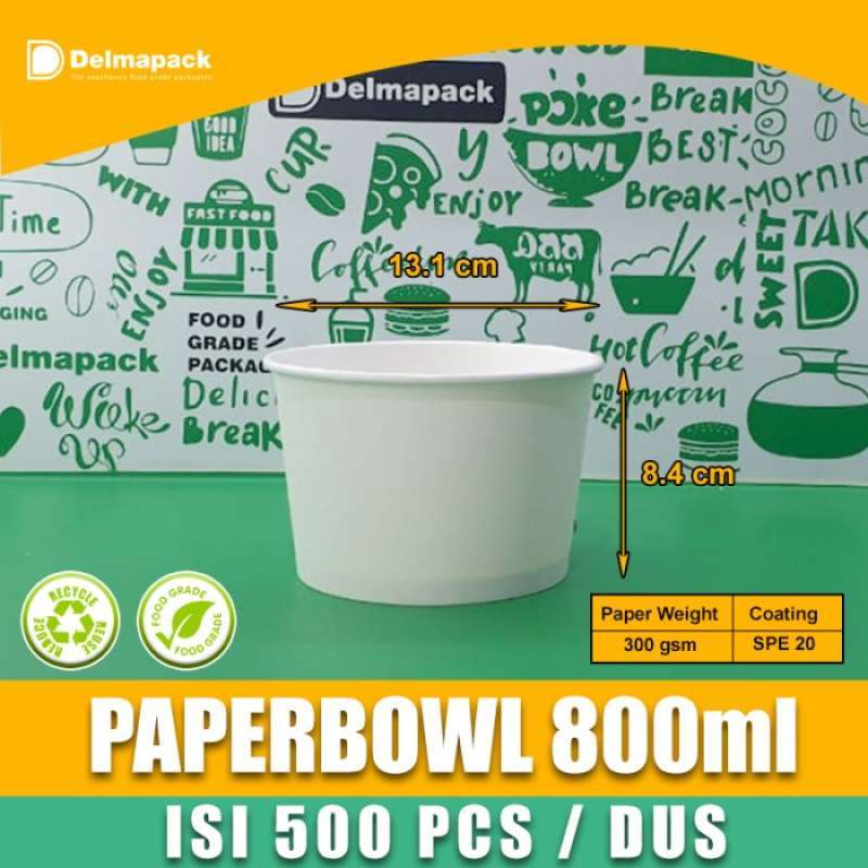 Jual Paper Bowl 800 Ml Microwave 500Pcs/Carton Tahan Panas Dan Tebal di ...