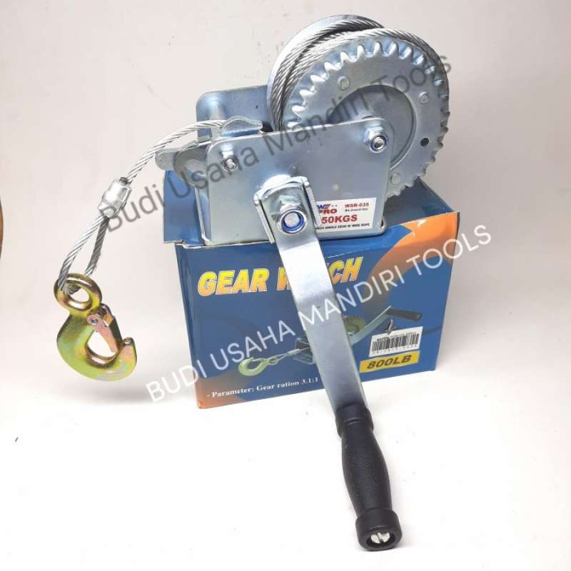 Promo Hand Winch Single GearWith Wire Rope WSR035 350Kg -Katrol Manual ...