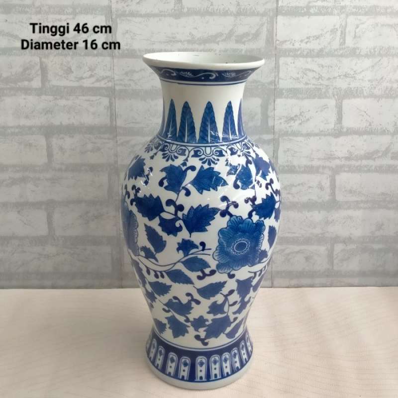 Promo SALE!!! Vas Bunga Keramik Besar ukuran tinggi 47 cm Diameter 20 ...