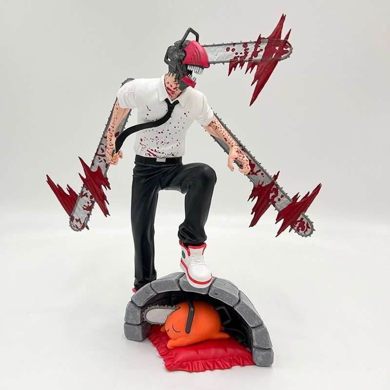 Promo 28cm Chainsaw Man Denji Anime Figure Chainsaw Man Rage Battle Bat ...