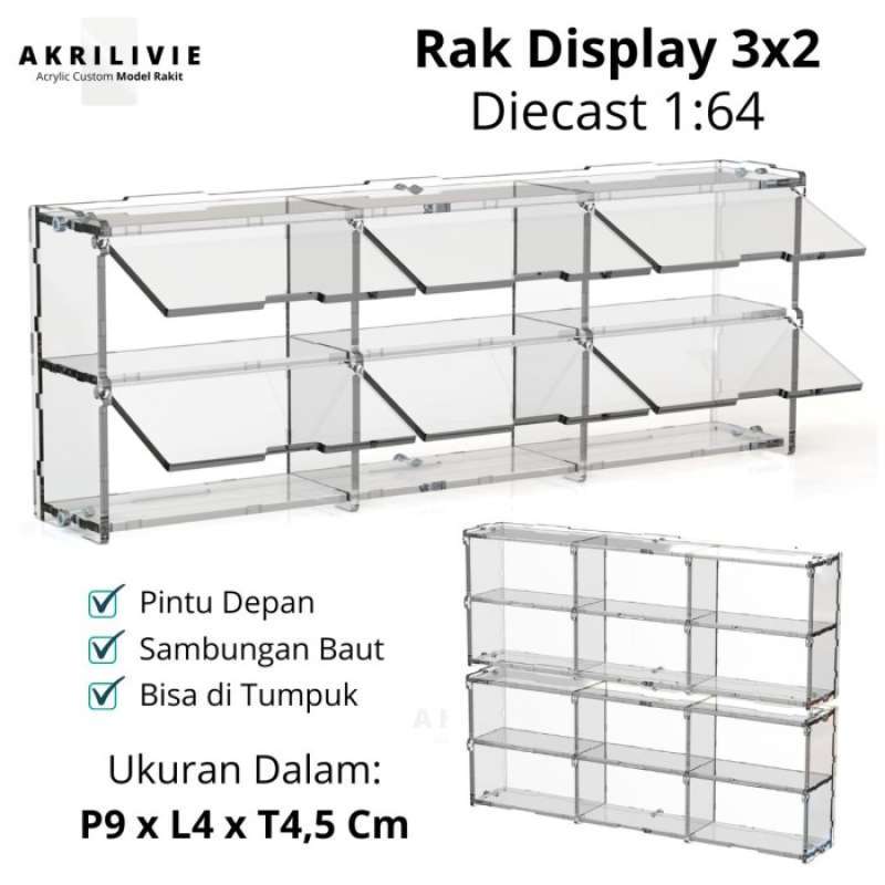 Promo Rak Display 3x2 Diecast 1/64 Hotwheels, Matchbox, Majorette ...