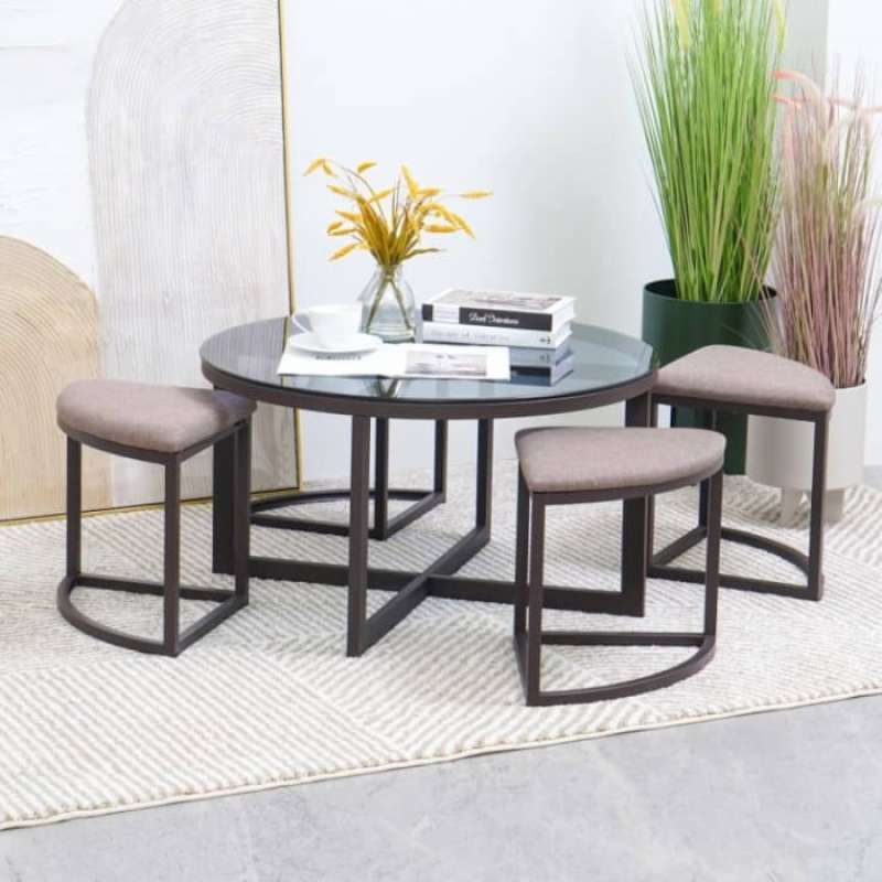 Promo Set Meja Tamu Dan Kursi Informa Malmo Coffee Table Round Diskon ...