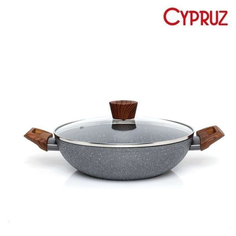 Jual Fry Wok Pan Kuali Marble Induksi Anti Lengket 24 Cm Tutup Kaca New di Seller Budge 212 ...