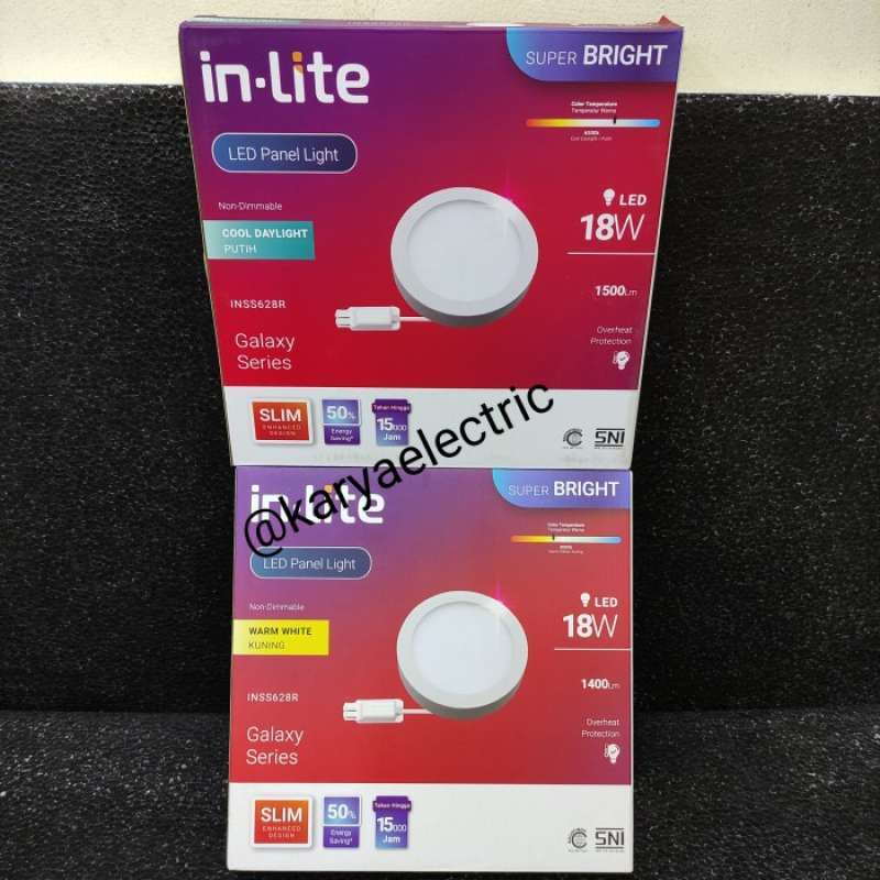 Promo LAMPU LED PANEL DOWNLIGHT INLITE IN LITE 18WATT BULAT OUTBOW ...