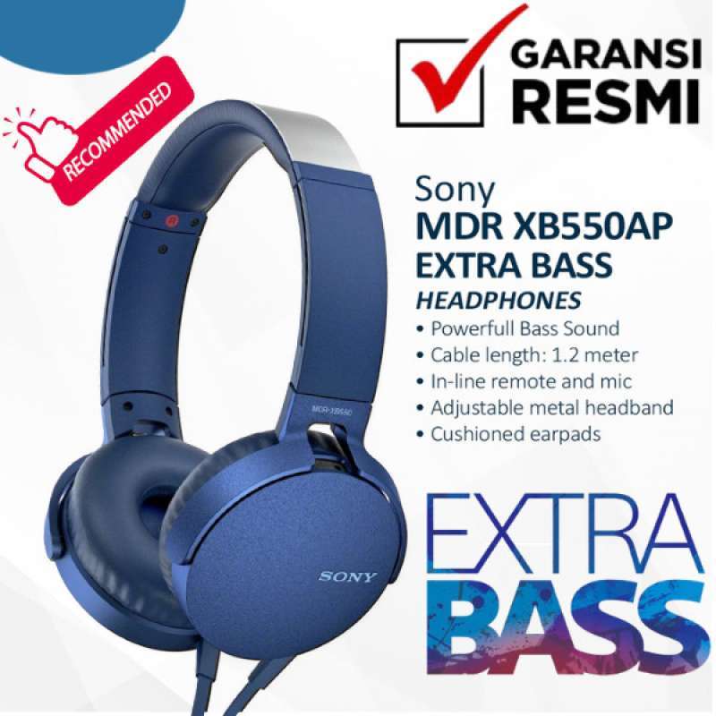 Jual SONY MDR-XB550AP Blue Extra Bass Earphone / XB550AP / XB-550AP ...