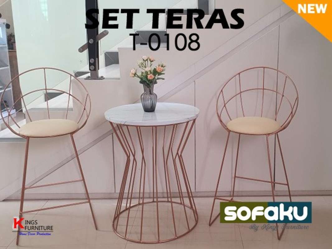 Promo Set Teras T-0108 - Kursi Teras Promo Besi Gold Ramping Minimalis ...