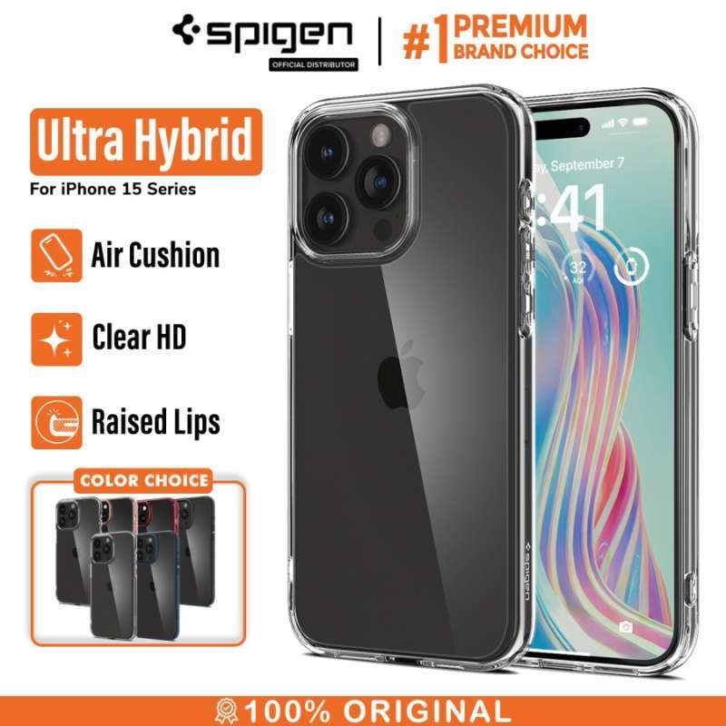 Promo Case iPhone 15 Pro Max Plus Spigen Ultra Hybrid Anticrack Casing - 15 Pro Max Sierra Blue ...