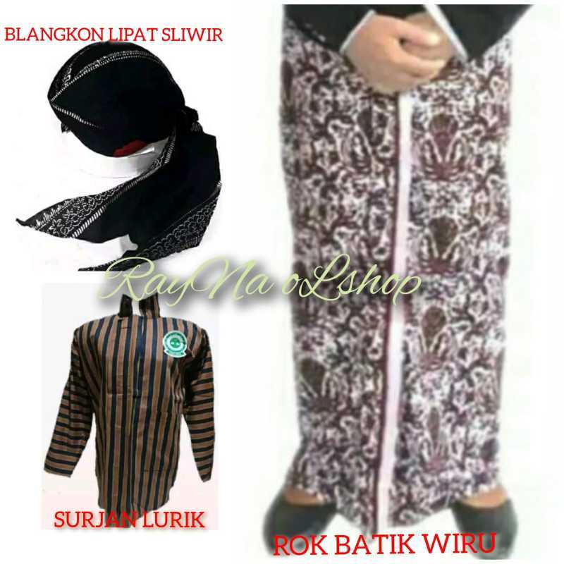 Promo 1 SET SETELAN BAJU SURJAN LURIK PRIA + BLANGKON LIPAT SLIWIR + ROK BATIK WIRU INSTAN ...