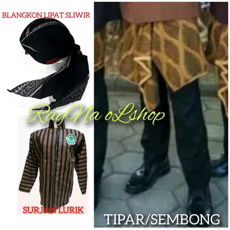 Promo 1 SET SETELAN BAJU SURJAN LURIK PRIA + BLANGKON LIPAT SLIWIR + SEMBONG/TIPAR, PAKAIAN ...