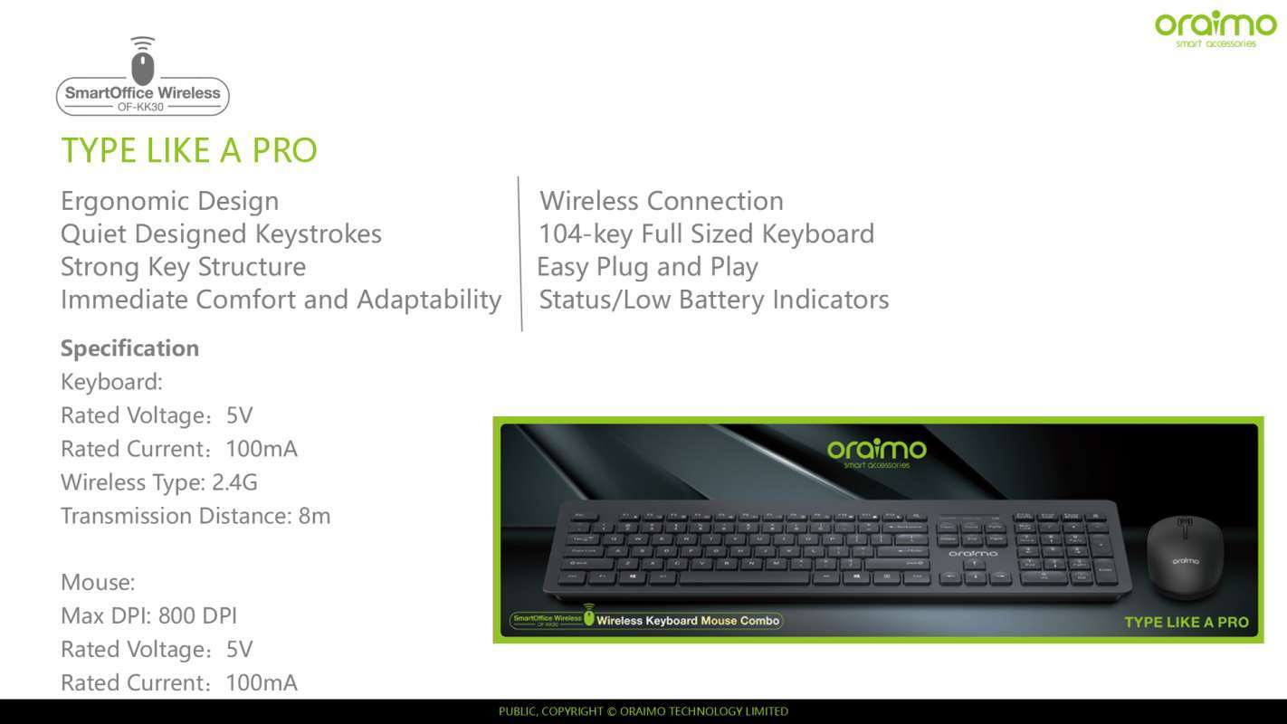 Promo Oraimo Keyboard Mouse Combo Portable Wireless Ergonomic Design ...