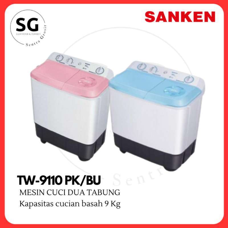 Jual SANKEN Mesin Cuci 2 Tabung Kapasitas 9Kg TW 9110 PK / BU - 2 Tabung Kapasitas 9KG / 9110 ...
