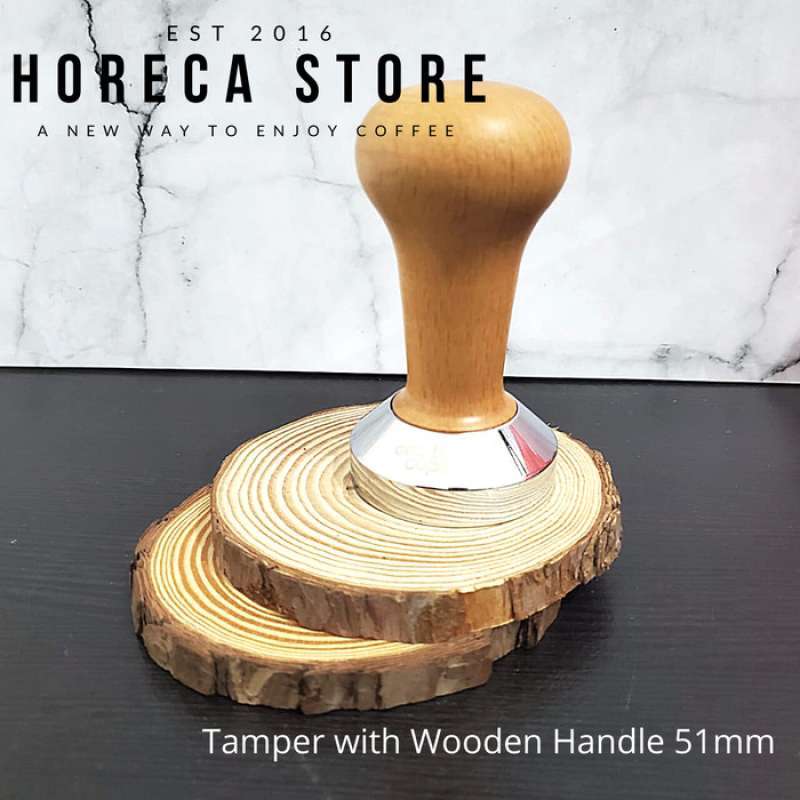 Promo tamper stainless 51mm Gagang Kayu. Wooden Tamper Diskon 23% di ...
