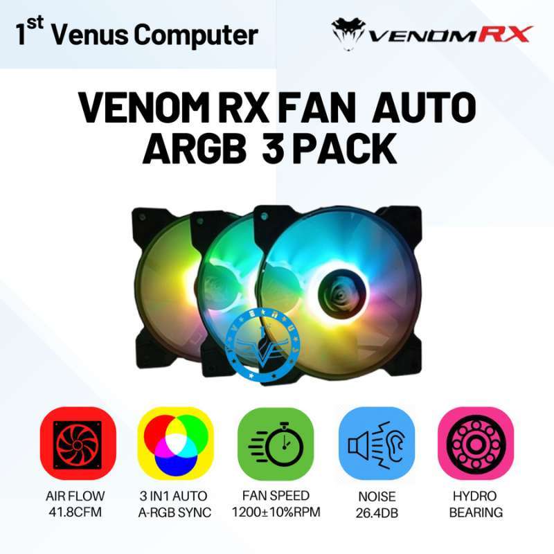 Jual Fan Case 12cm Argb 3 In 1 Venom Rx Fan Auto A-rgb - Venomrx Fan ...